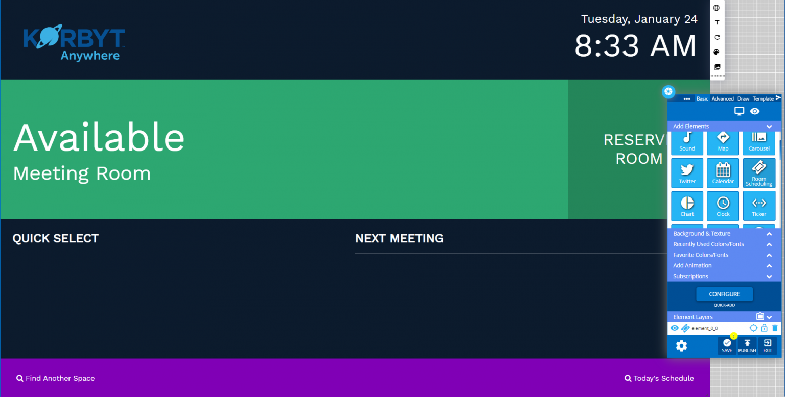 How to use the Room Scheduling Element | Korbyt Knowledge Base