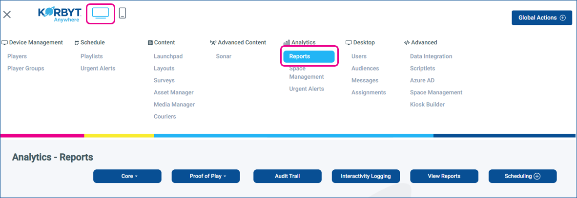 Reports and Analytics for Signage & Desktop(InView) | Korbyt Knowledge Base
