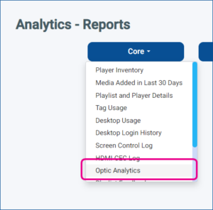 How to Configure Optics Settings and View Reports | Korbyt Knowledge Base